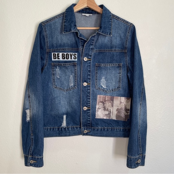 Adore | Jackets & Coats | Adore Rare Be Boys Photo Art Distressed Denim ...
